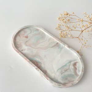 Marble Concrete Large Oval Tray, Bottle Organizer, Catchall Trays ...