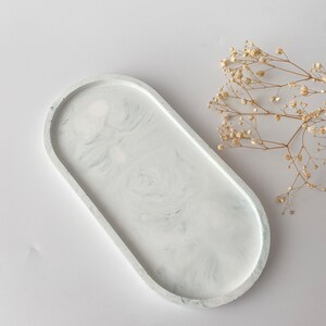 Marble Concrete Large Oval Tray, Bottle Organizer, Catchall Trays ...