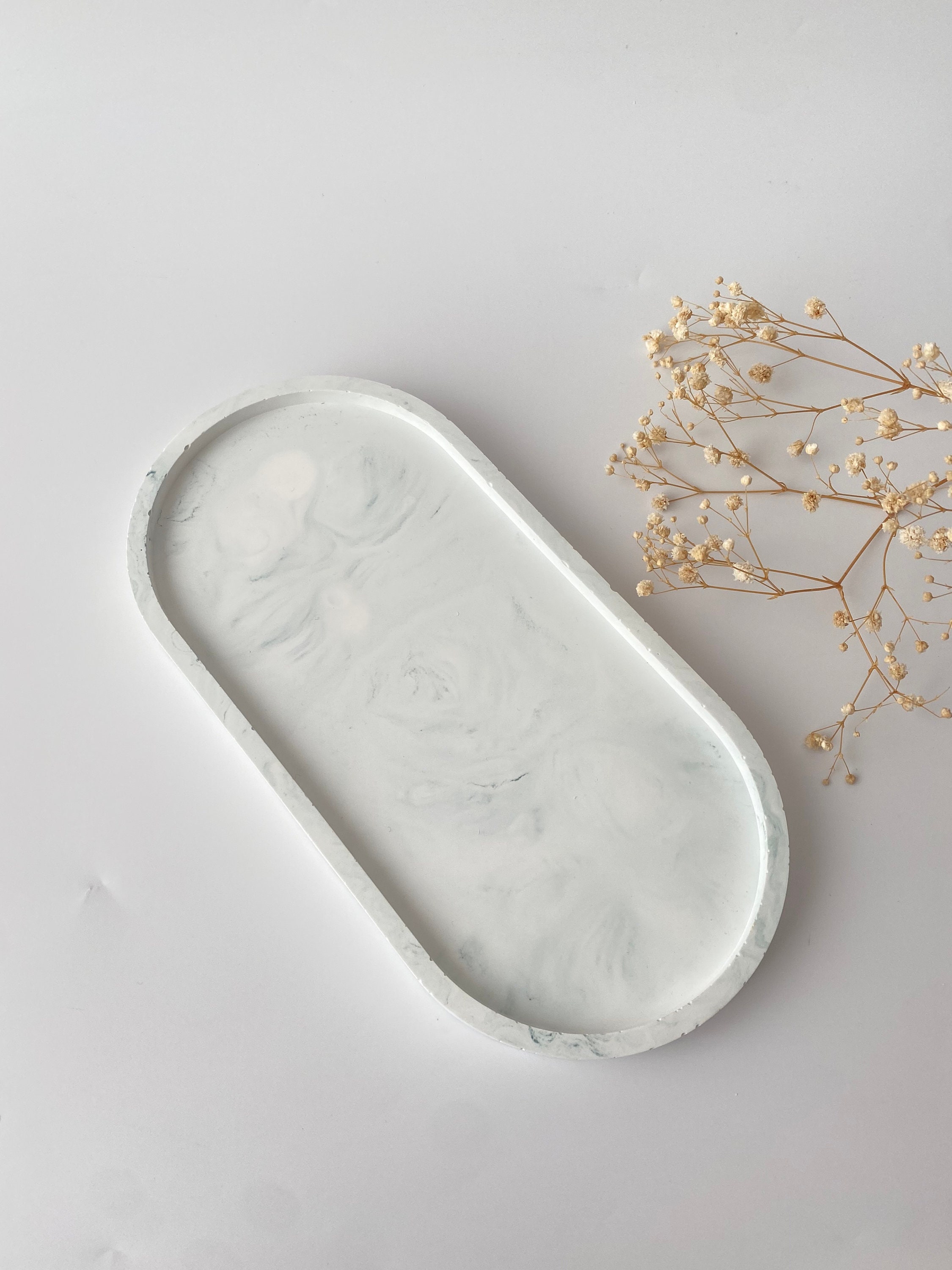 Marble Concrete Large Oval Tray, Bottle Organizer, Catchall Trays ...