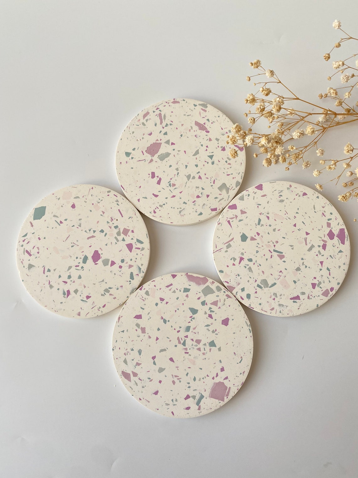 Soft Color Terrazzo Coasters Terrazzo Round Tray Table - Etsy