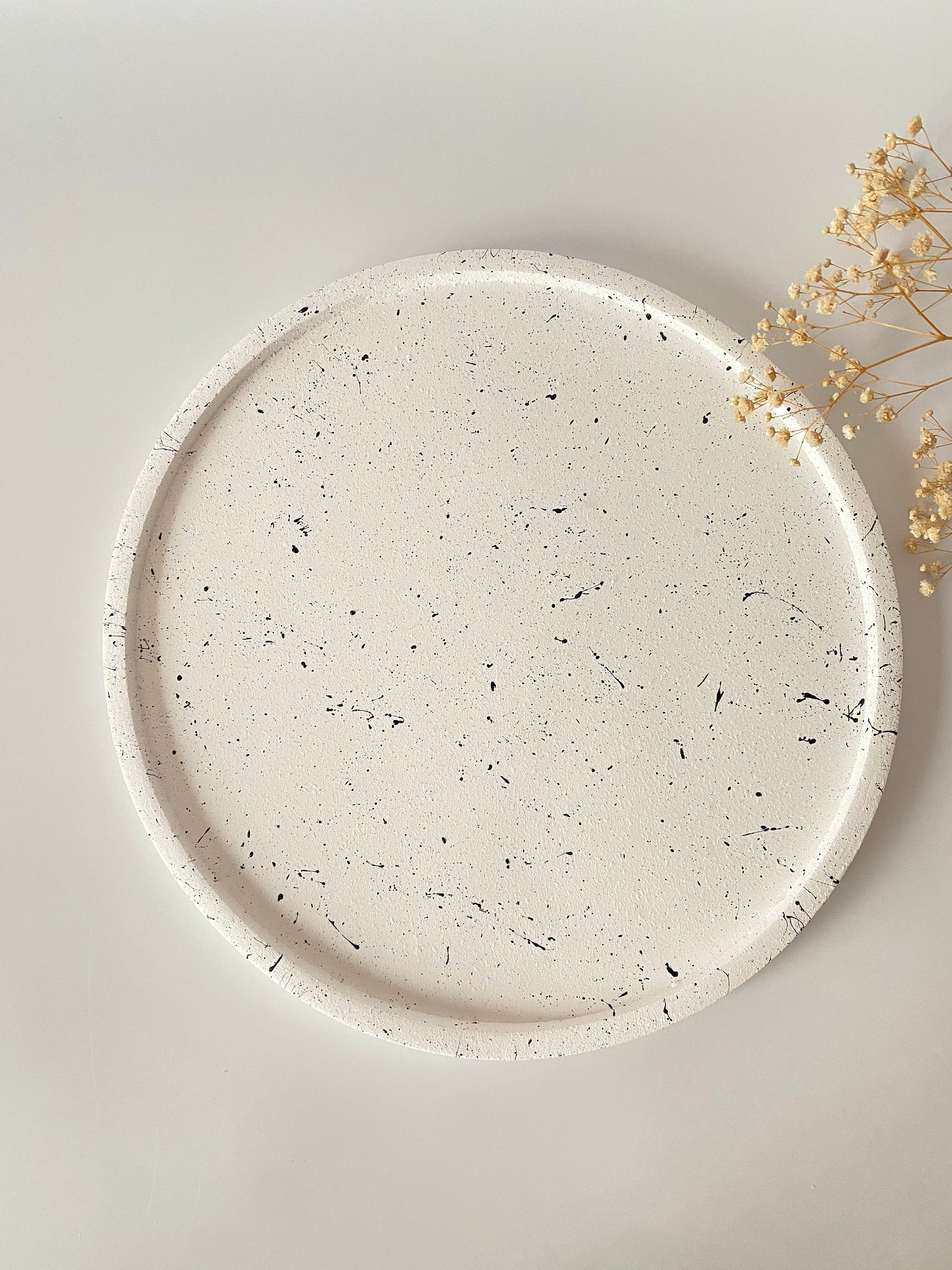 9 Color Options, Large Round Speckled Serving Tray, White Centerpiece ...