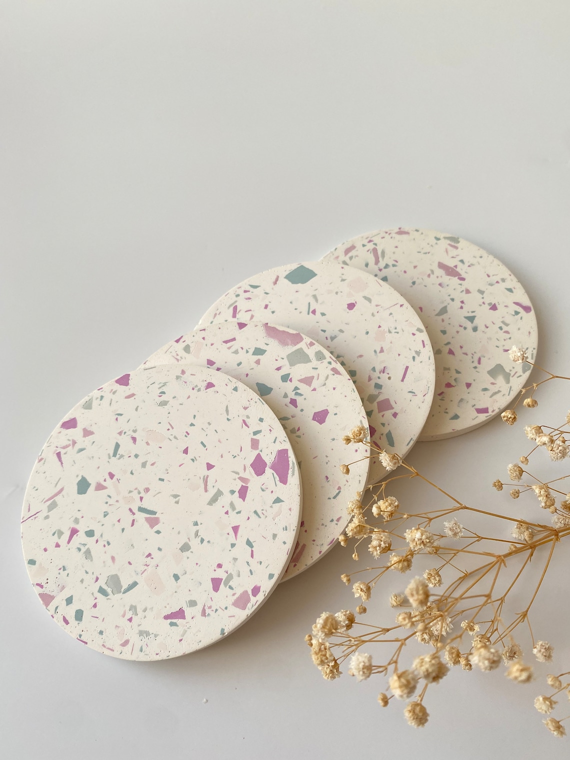 Soft Color Terrazzo Coasters Terrazzo Round Tray Table - Etsy