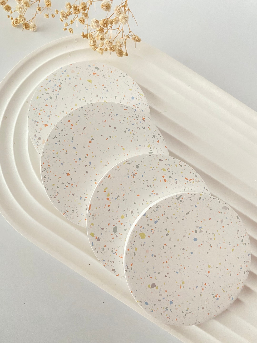 Round Terrazzo Coasters, Set of Terrazzo Coasters, Housewarming Gifts ...