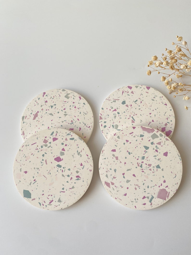 Soft Color Terrazzo Coasters Terrazzo Round Tray Table - Etsy