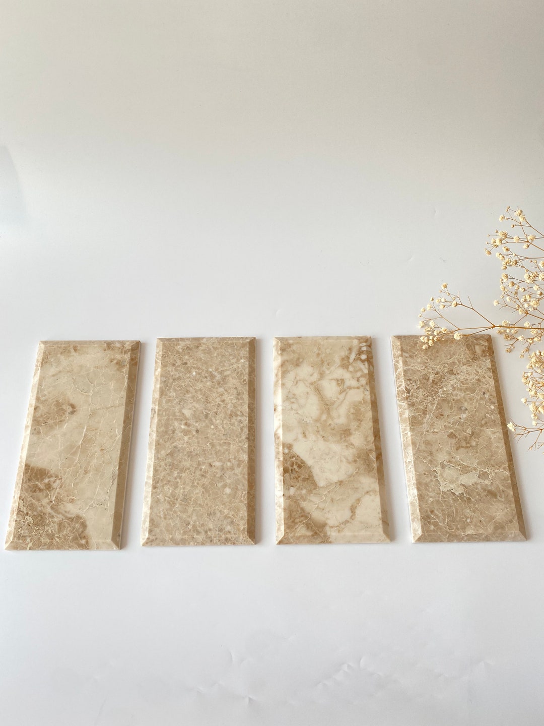 Set of 4 Marble Serving Plate, Decorative Tray, Cream Color Marble ...