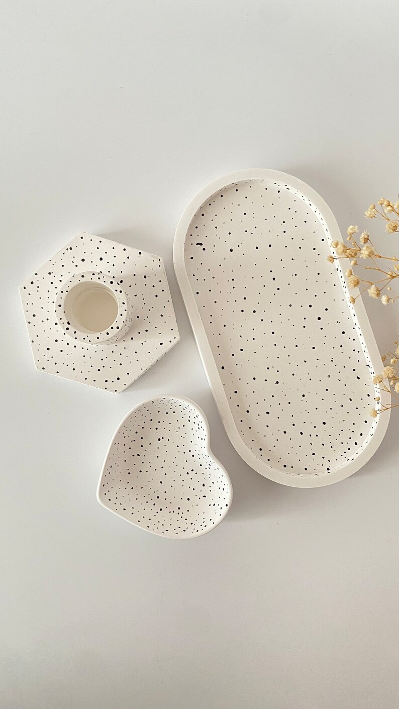 Speckled Concrete Oval Tray, Coaster, Heart Bowl, Bottle Organizer ...