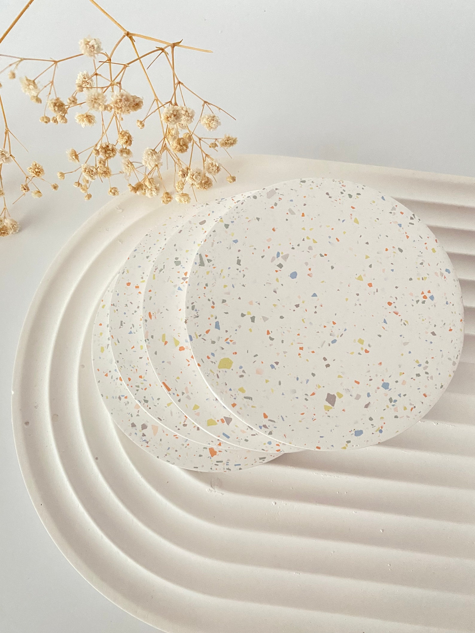 Round Terrazzo Coasters Set of Terrazzo Coasters - Etsy