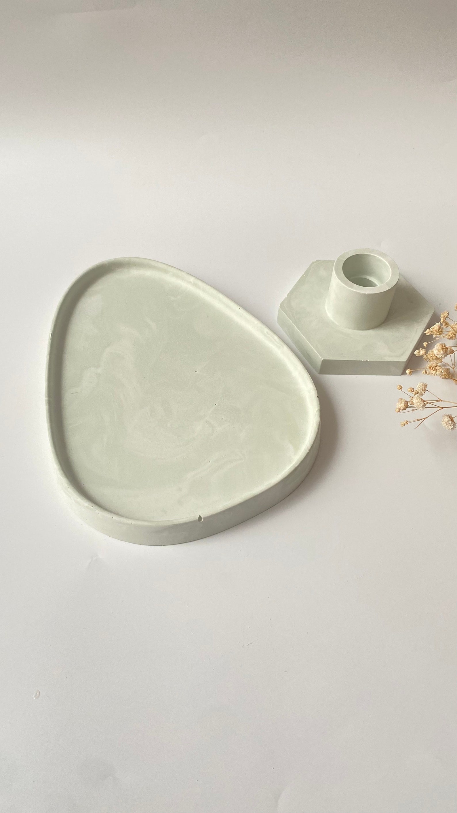 Stone Tray Set, Stone Candelstick Holder, 9 Color Options, Vanity Trays ...