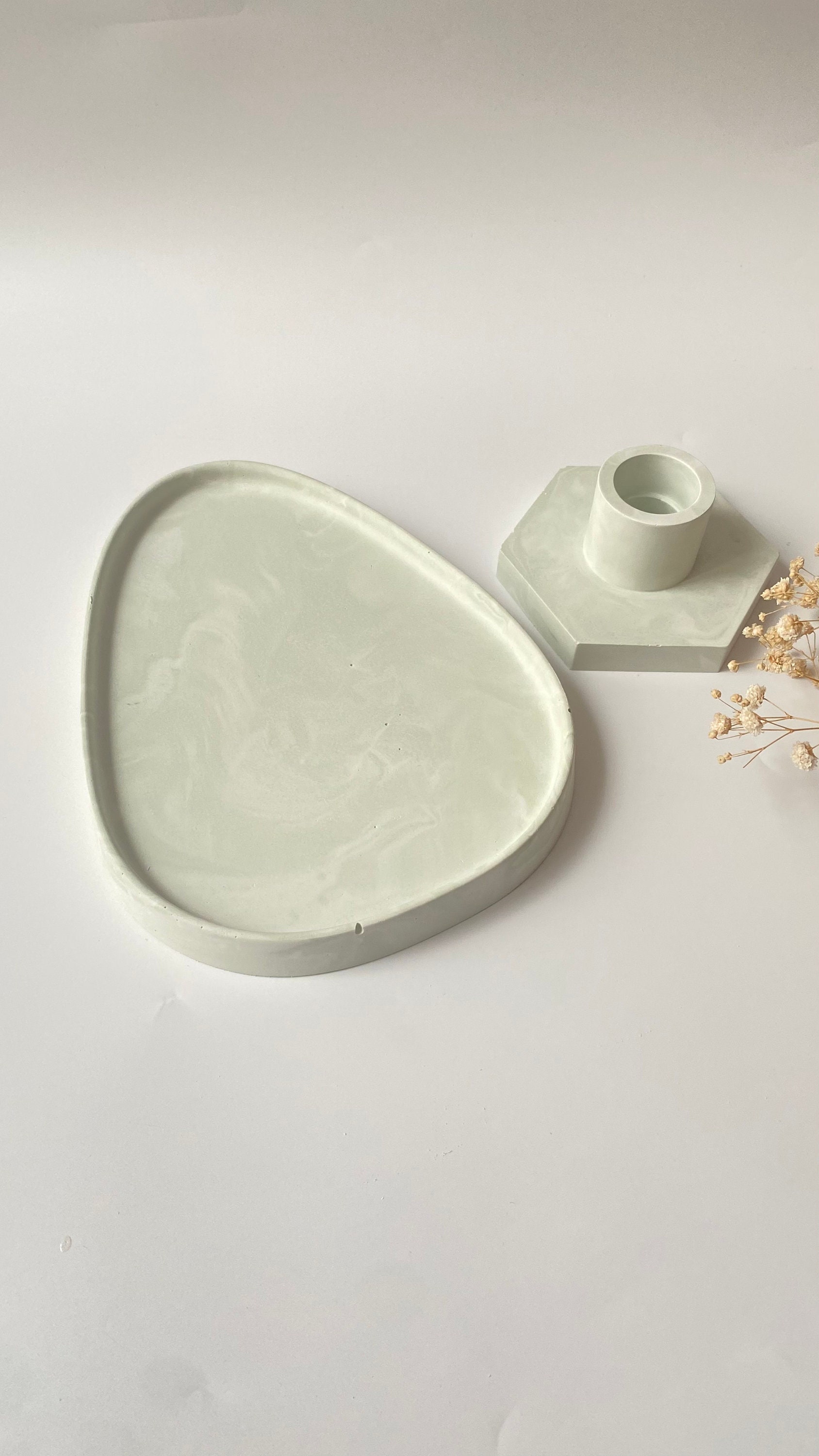 Stone Tray Set, Stone Candelstick Holder, 9 Color Options, Vanity Trays ...