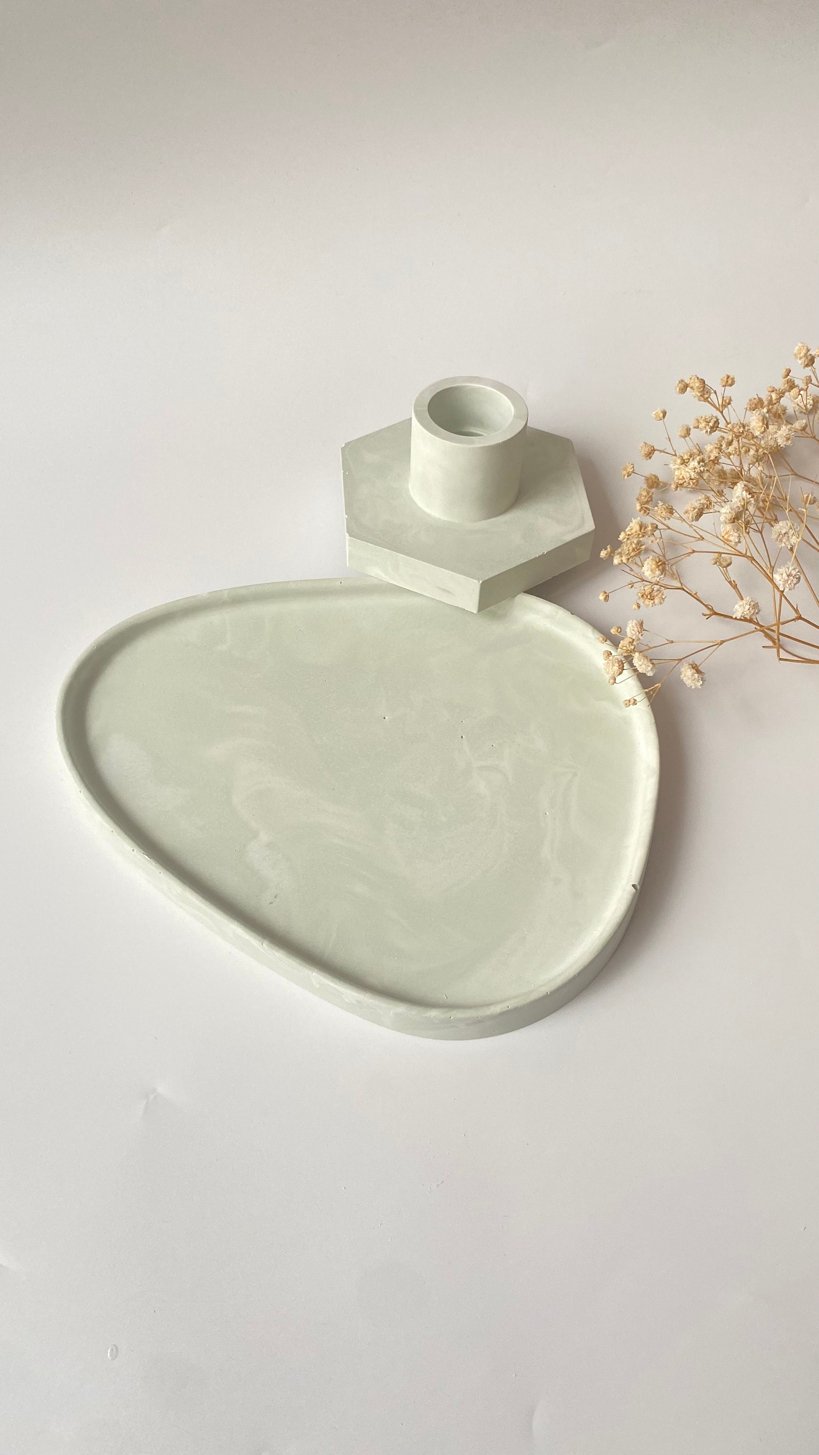 Stone Tray Set, Stone Candelstick Holder, 9 Color Options, Vanity Trays ...