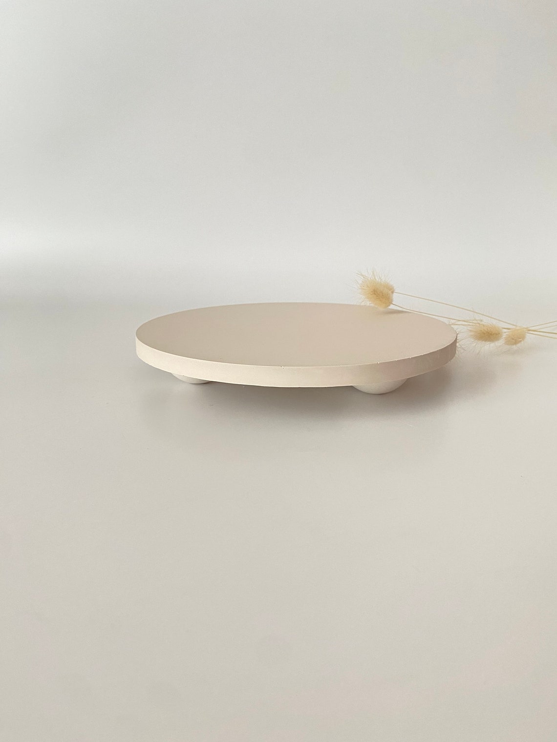 30x30 Cm Round Antique Beige Raiser Tray, Decorative Large Stand ...
