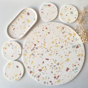Set of 6 Pieceterrazzo Serving Trays, Terrazzo Dinning Table Trays ...