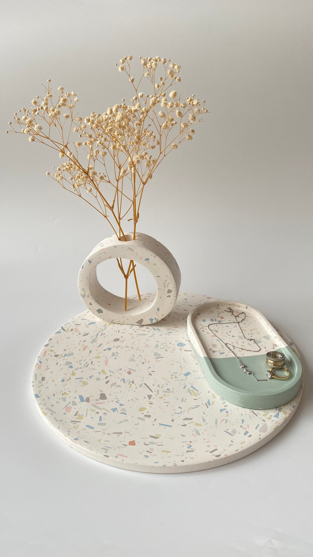 Large Pastel Colored Terrazzo Tray, Terrazzo Vase, Coasters, Terrazzo ...