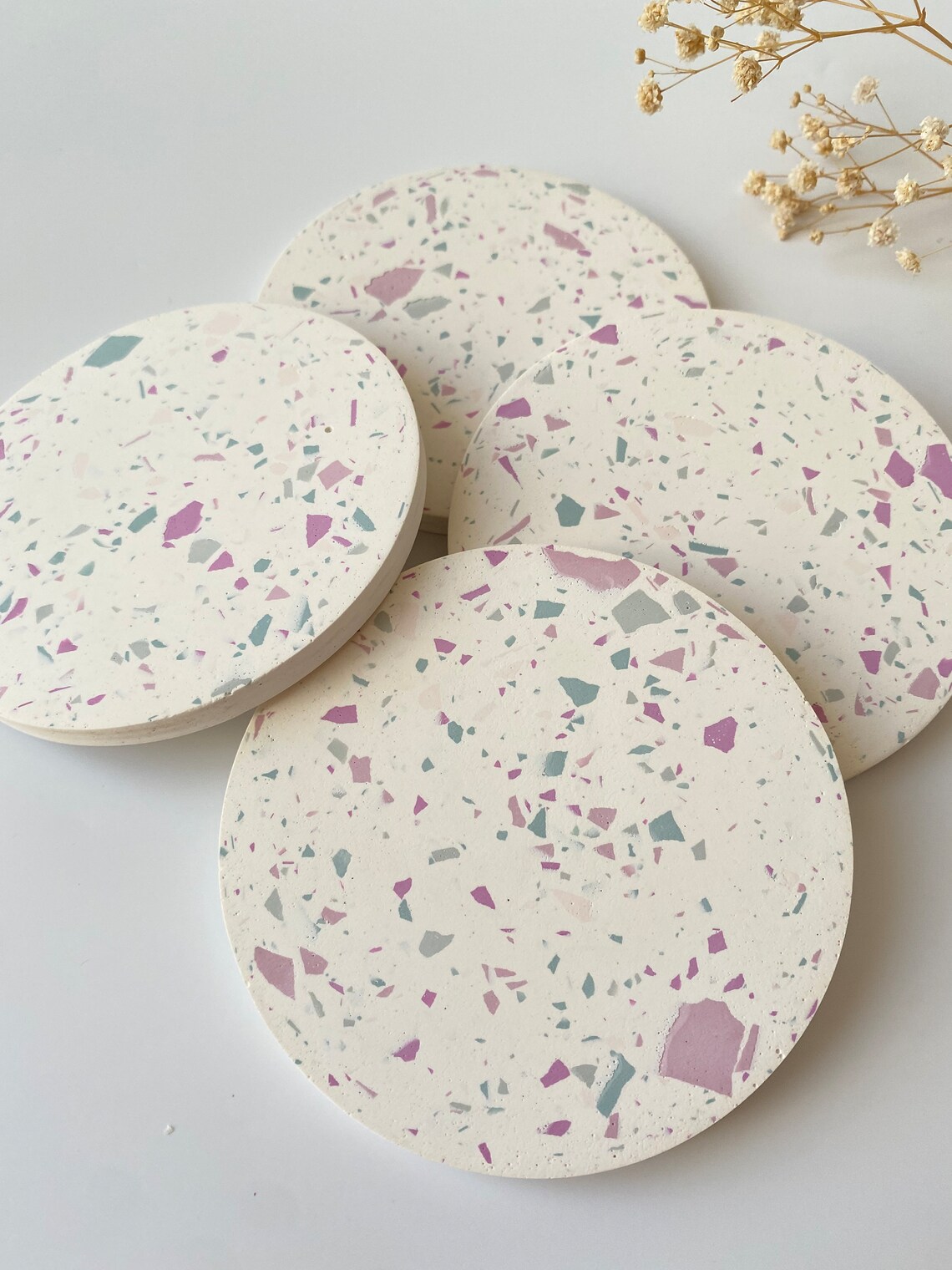 Soft Color Terrazzo Coasters Terrazzo Round Tray Table - Etsy