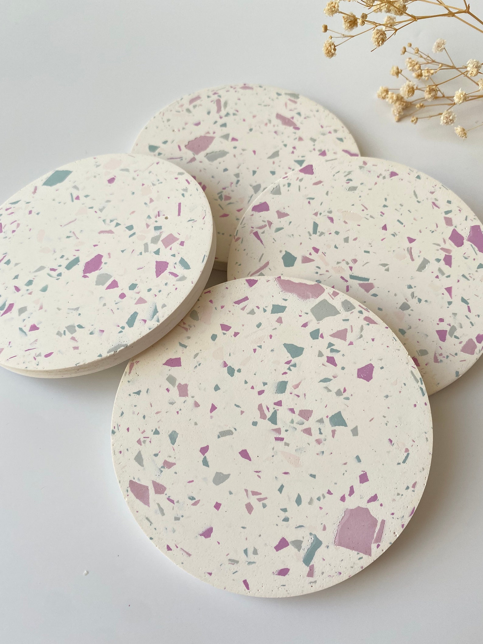 Soft Color Terrazzo Coasters Terrazzo Round Tray Table - Etsy