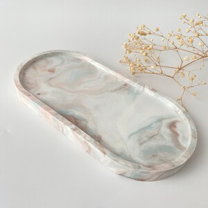 Marble Concrete Large Oval Tray, Bottle Organizer, Catchall Trays ...