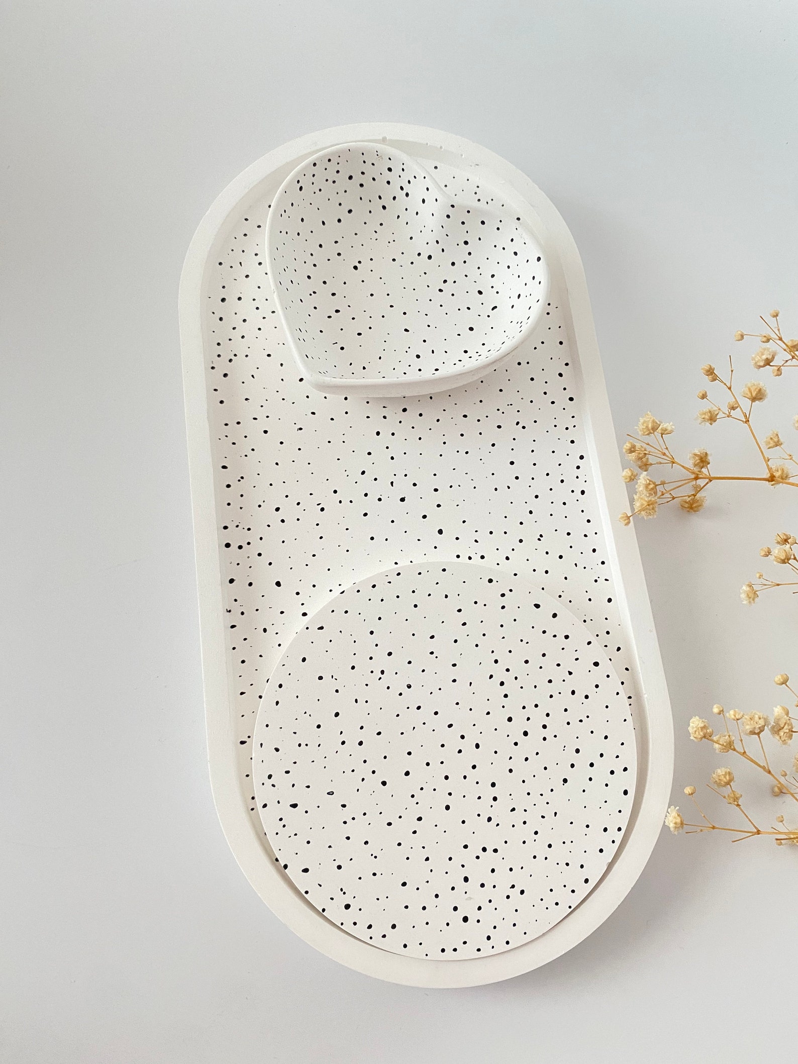 Speckled 24 Cm Concrete Large Oval Tray, Coaster, Heart Bowl, Bottle ...