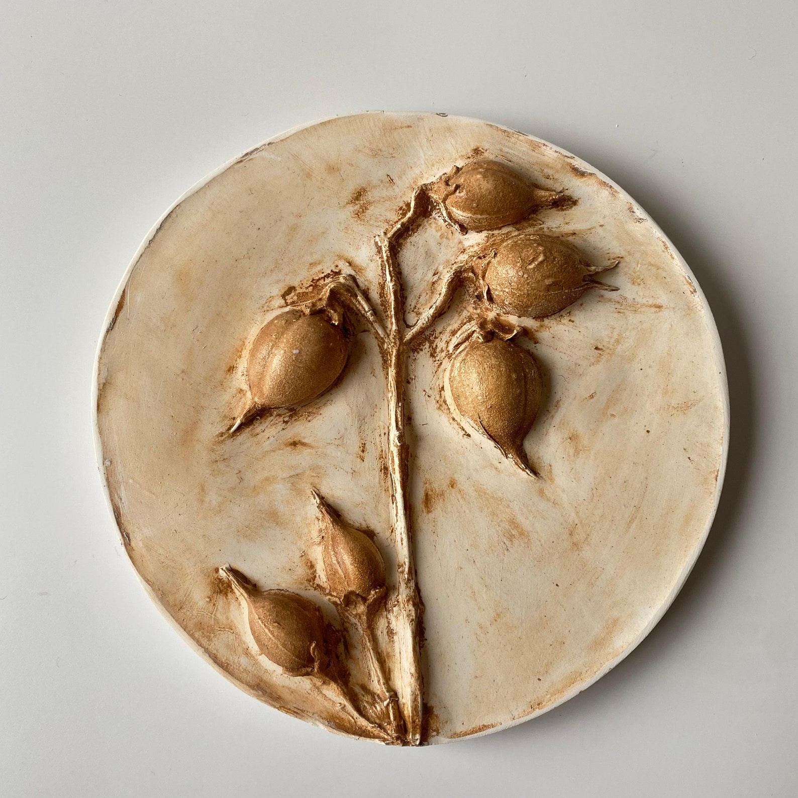 Botanical Plaster Wall Decor, Botanical Bas-relief, Winter Botanical ...