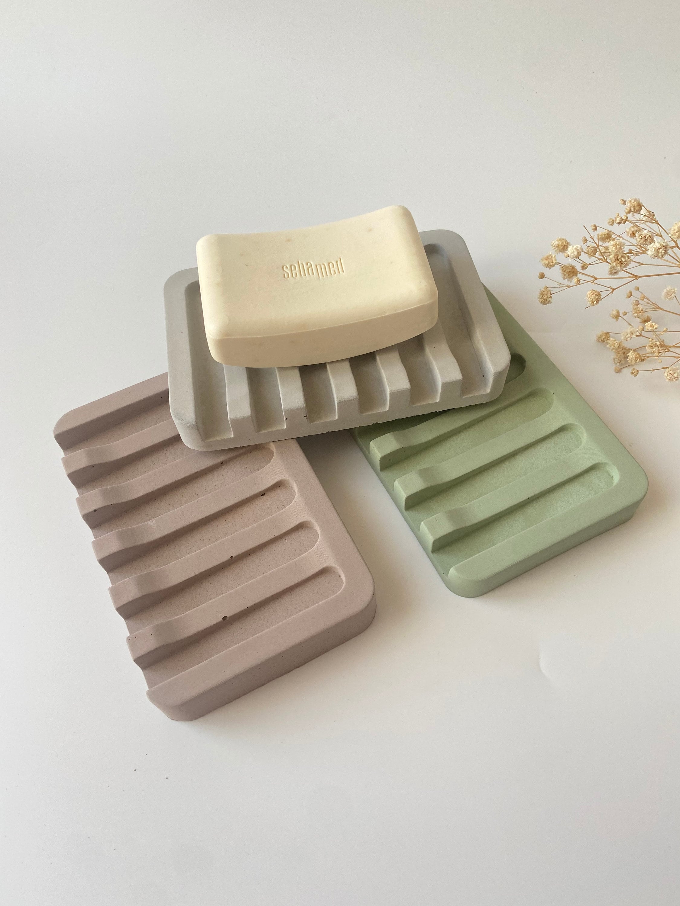 Concrete Soap Dish Ridged Soap Tray Draining Soap Dish - Etsy