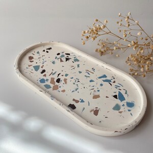 24 Cm Large Oval Tray, Terrazzo Catchall Tray, Kitchen Accessory, Large ...