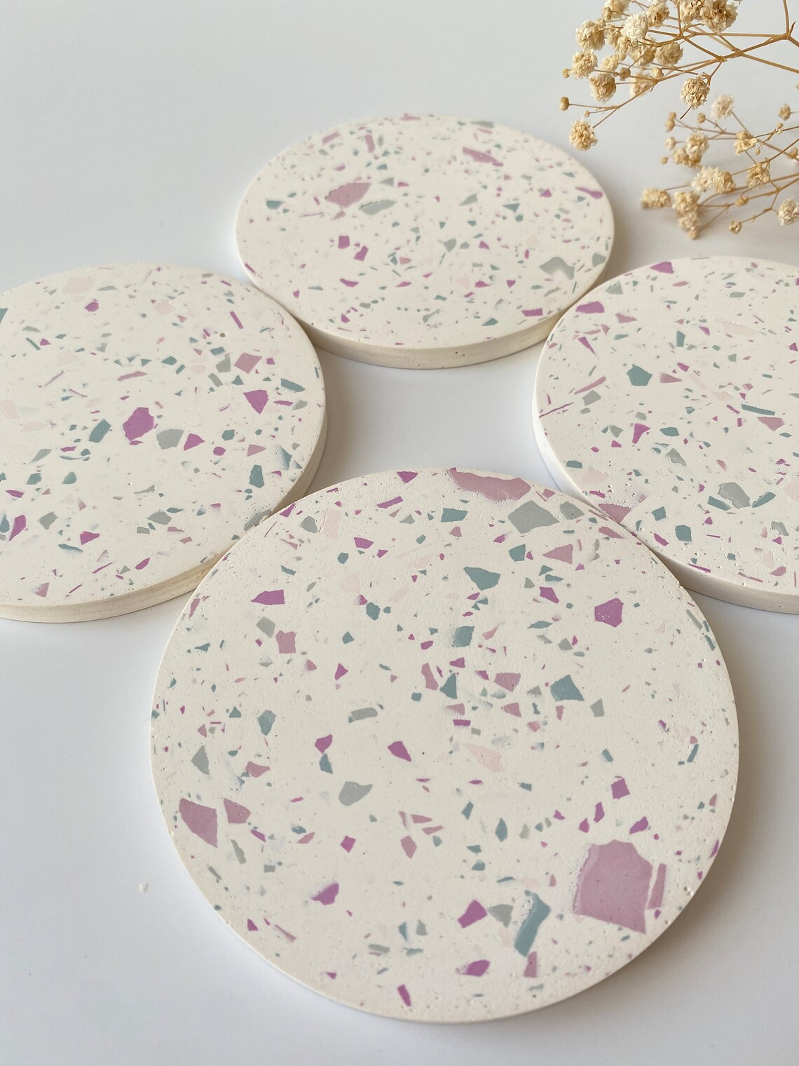 Soft Color Terrazzo Coasters, Terrazzo Round Tray, Table Accessory ...