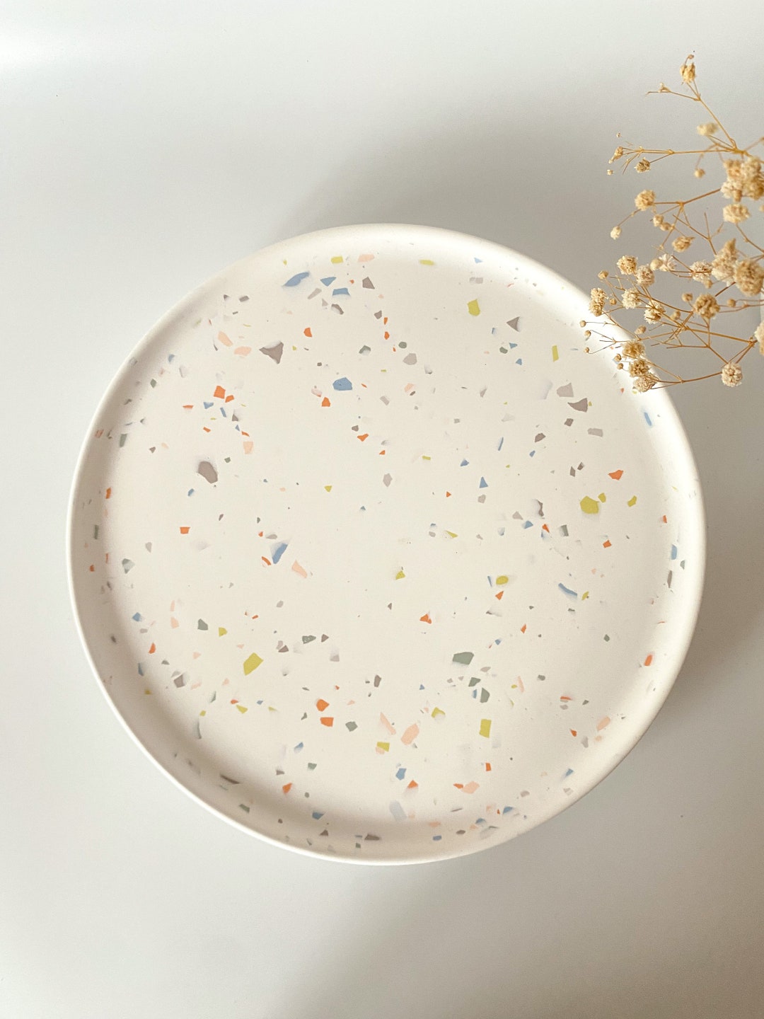 Terrazzo Vanity Tray, Large Terrazzo Round Tray, Decorative Terrazzo ...
