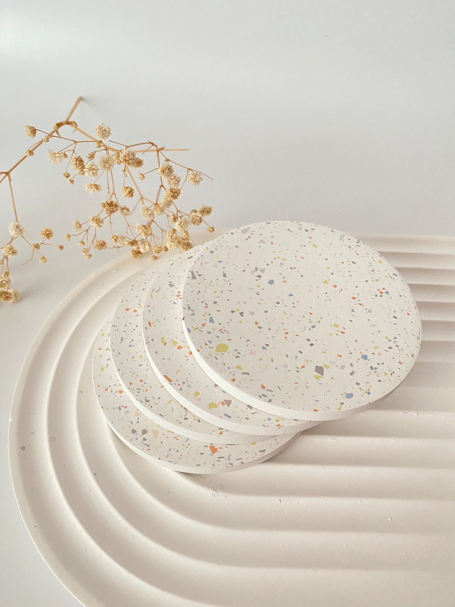 Round Terrazzo Coasters Set of Terrazzo Coasters - Etsy