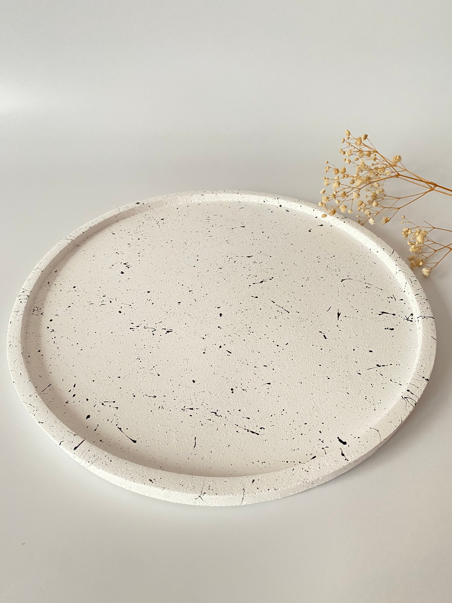 9 Color Options, Large Round Speckled Serving Tray, White Centerpiece ...