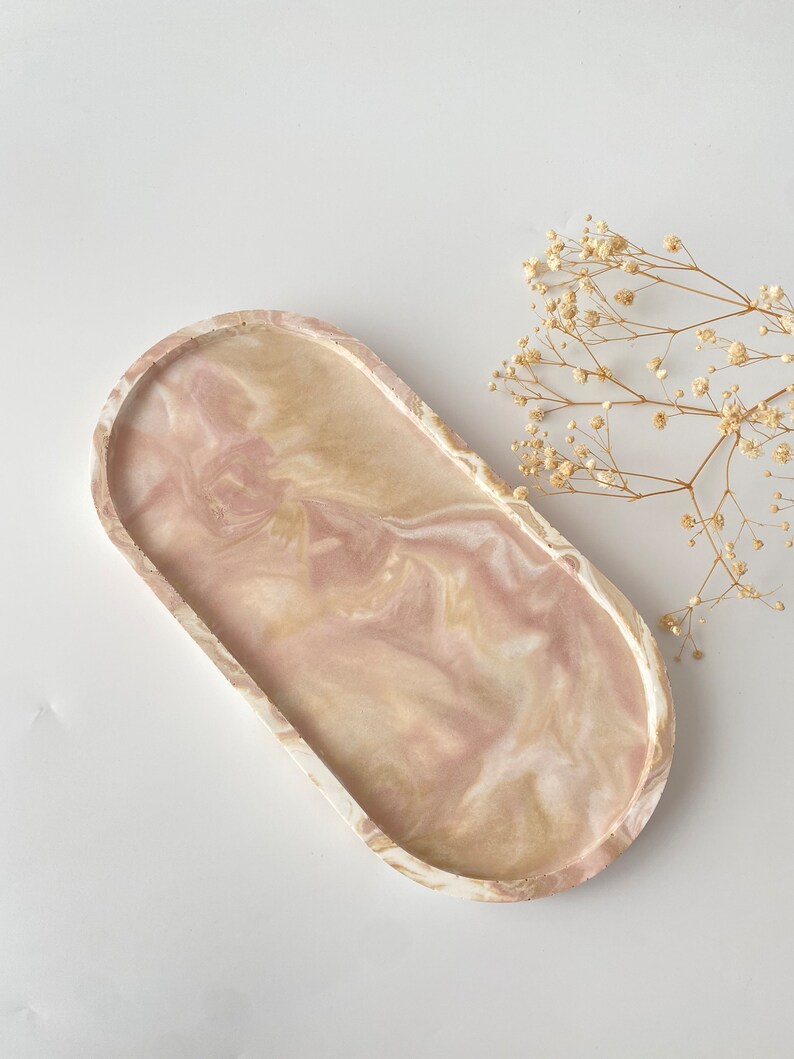 Marble Concrete Large Oval Tray, Bottle Organizer, Catchall Trays ...