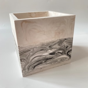 Concrete Marble Planter, Square Stone Planter, Handmade Planter ...