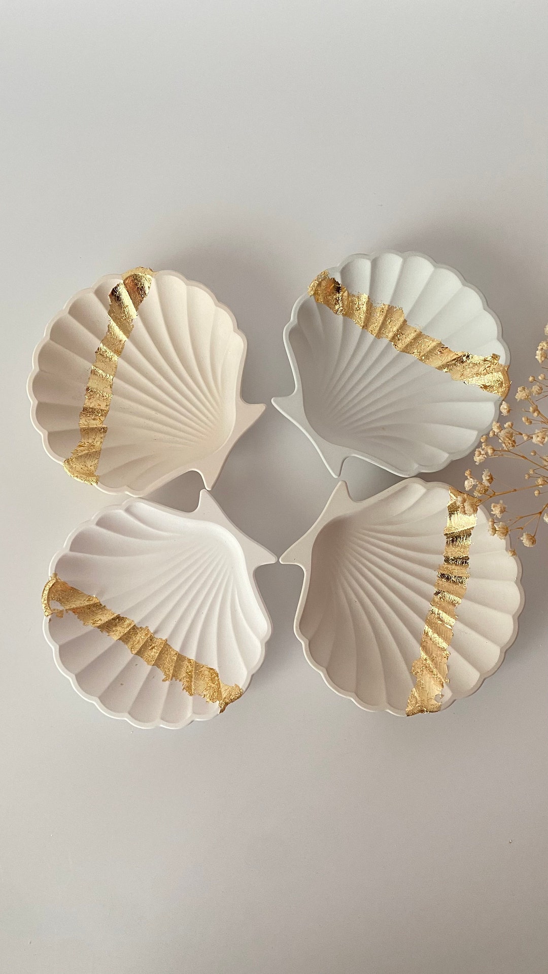 Sea Shell Dish With Gold Leaf, 9 Color Options, Trinket Tray ...