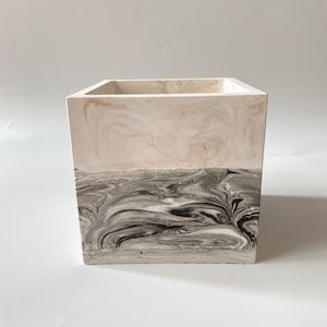 Concrete Marble Planter, Square Stone Planter, Handmade Planter ...