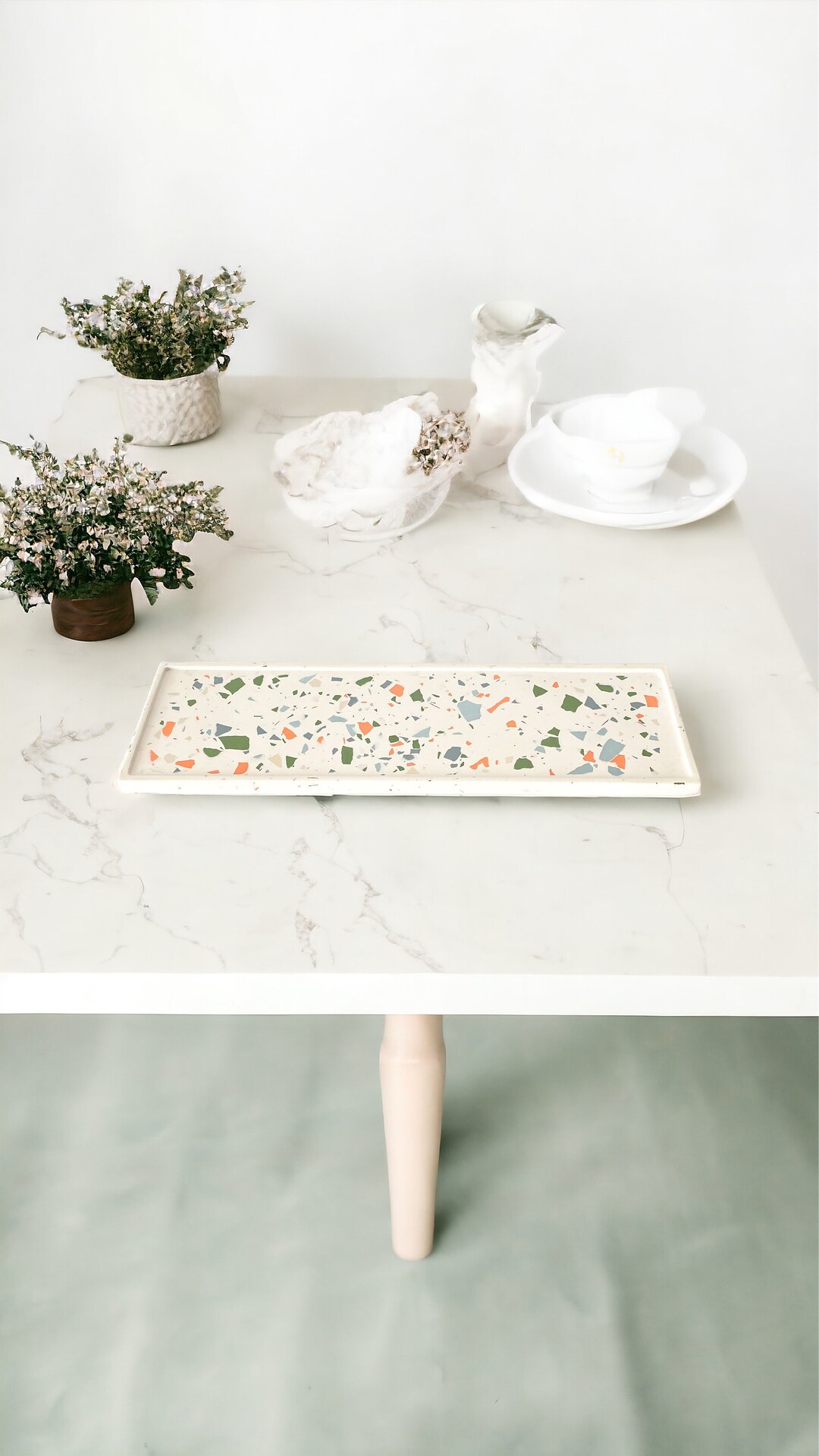 Large Terrazzo Catchall Tray, Rectangular Serving Tray, Centerpiece ...
