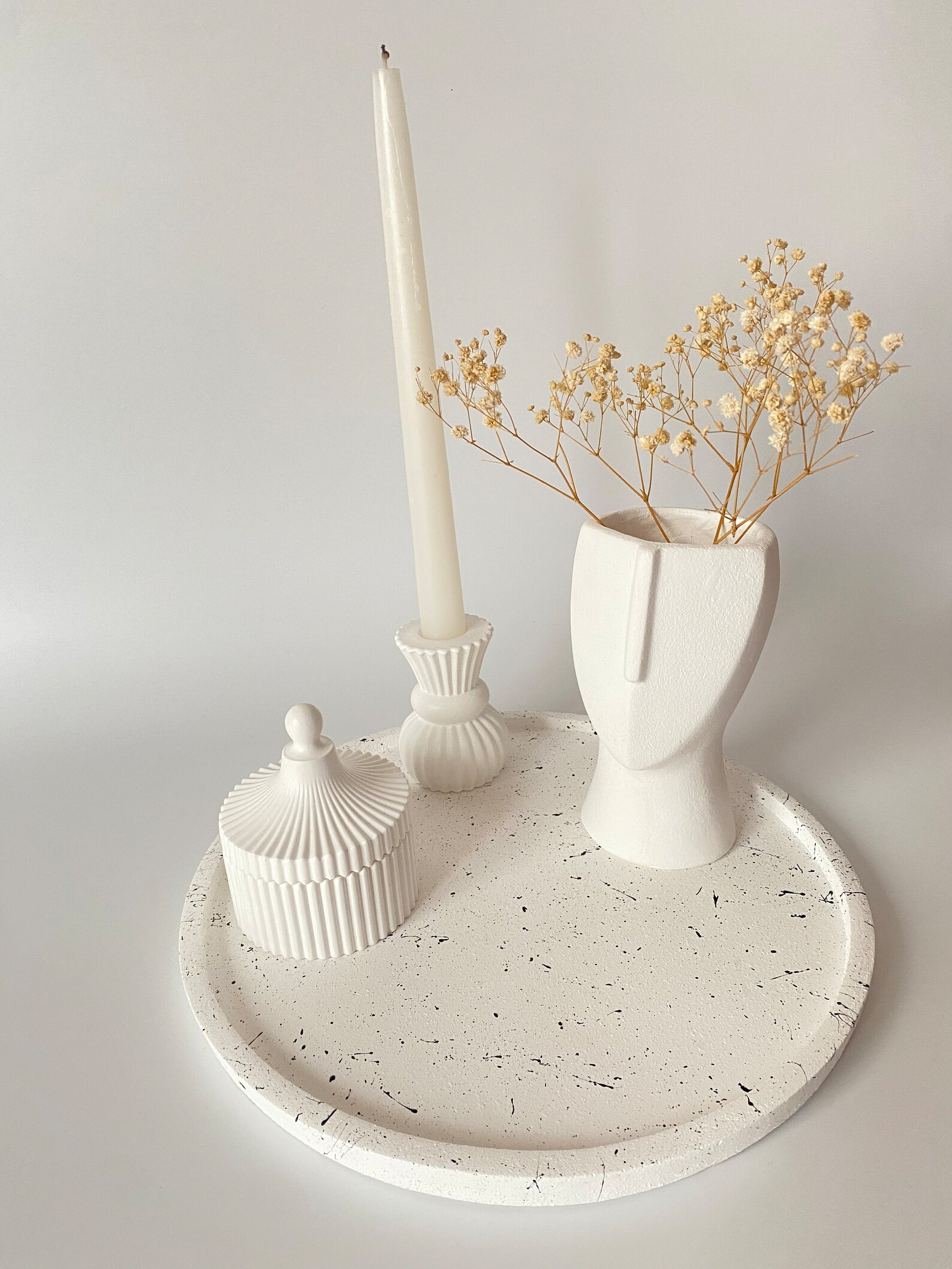 9 Color Options, Large Round Speckled Serving Tray, White Centerpiece ...