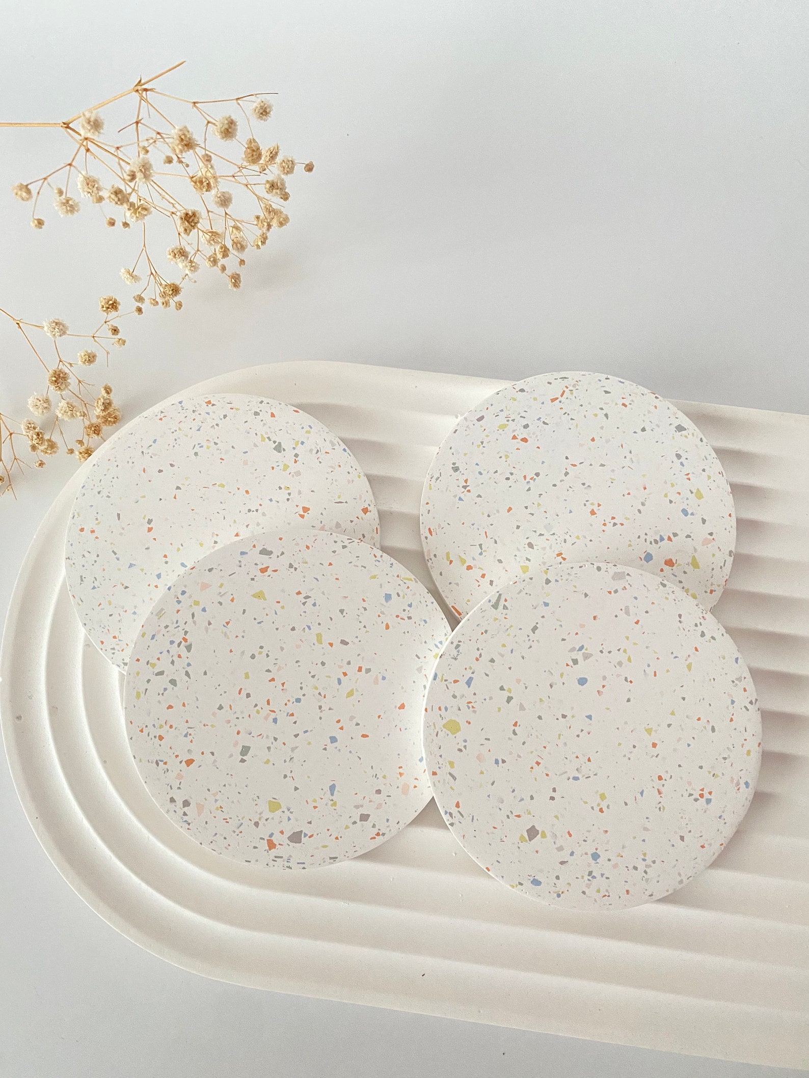 Round Terrazzo Coasters Set of Terrazzo Coasters - Etsy