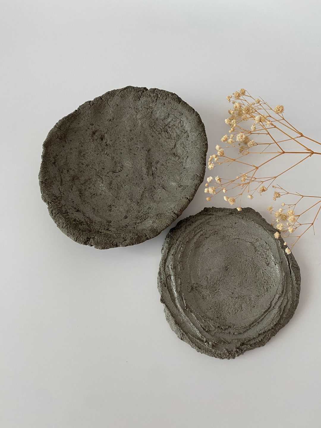 Minimalist Concrete Bowl With Tray, Farmhouse Concrete Decor, Concrete ...