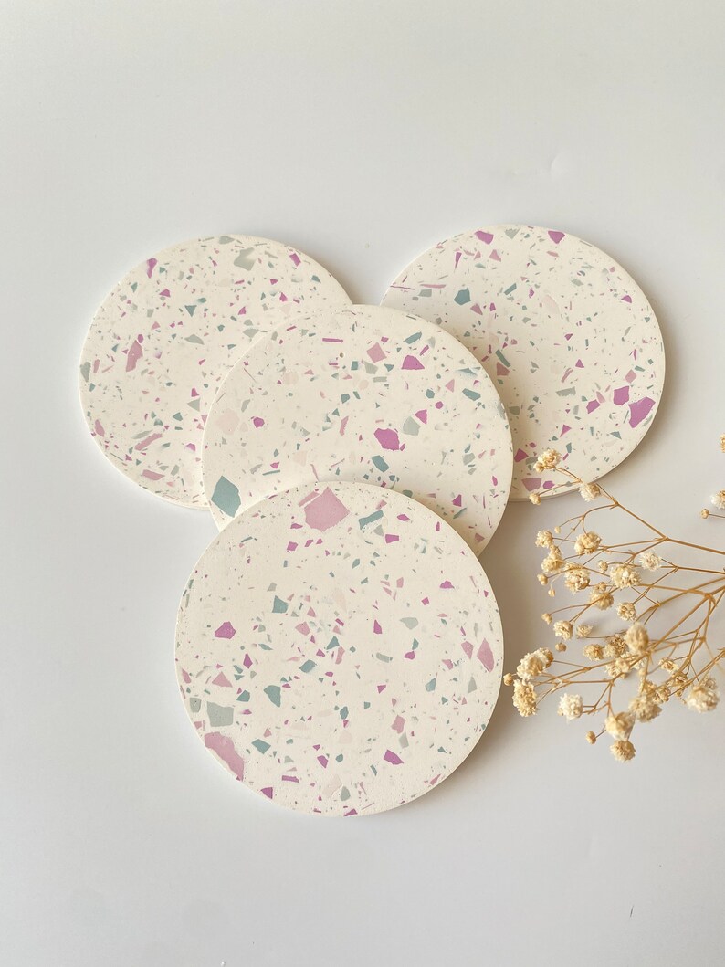 Soft Color Terrazzo Coasters Terrazzo Round Tray Table - Etsy