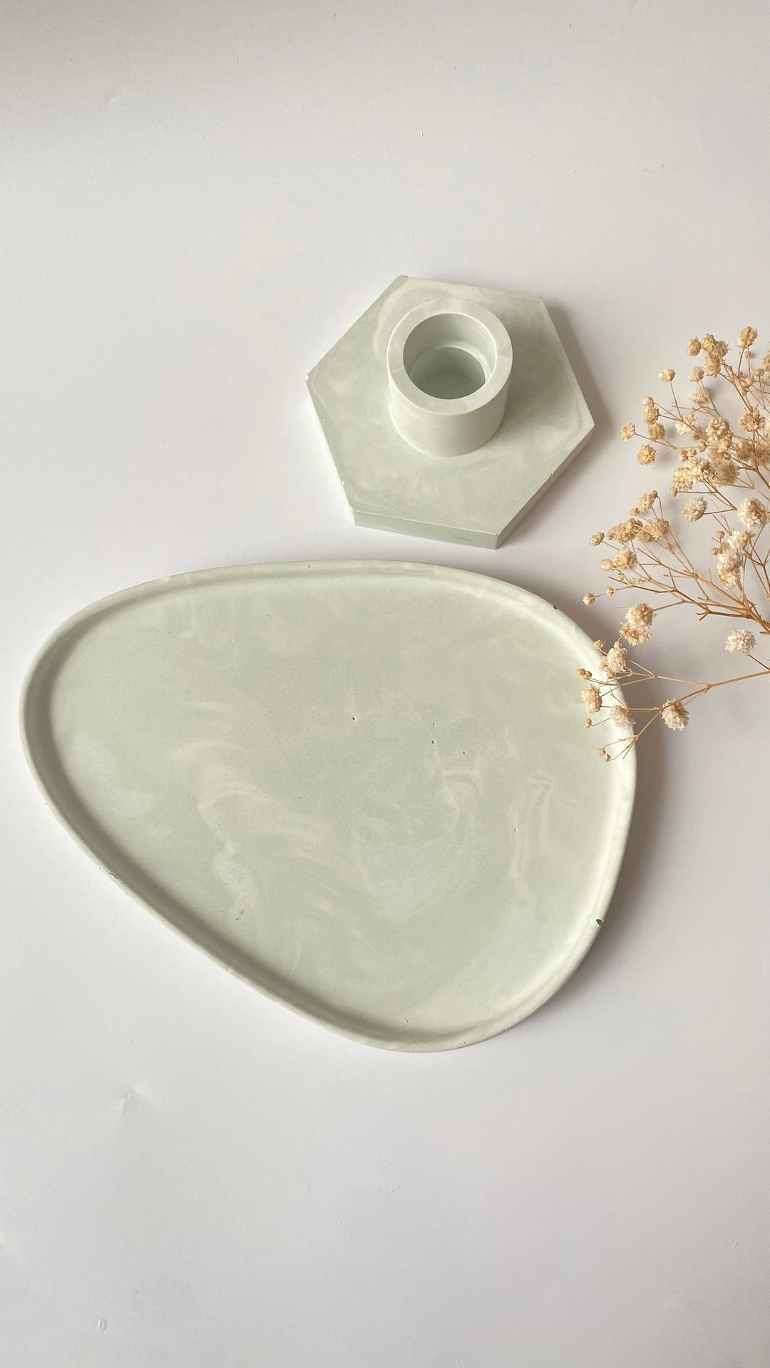 Stone Tray Set, Stone Candelstick Holder, 9 Color Options, Vanity Trays ...