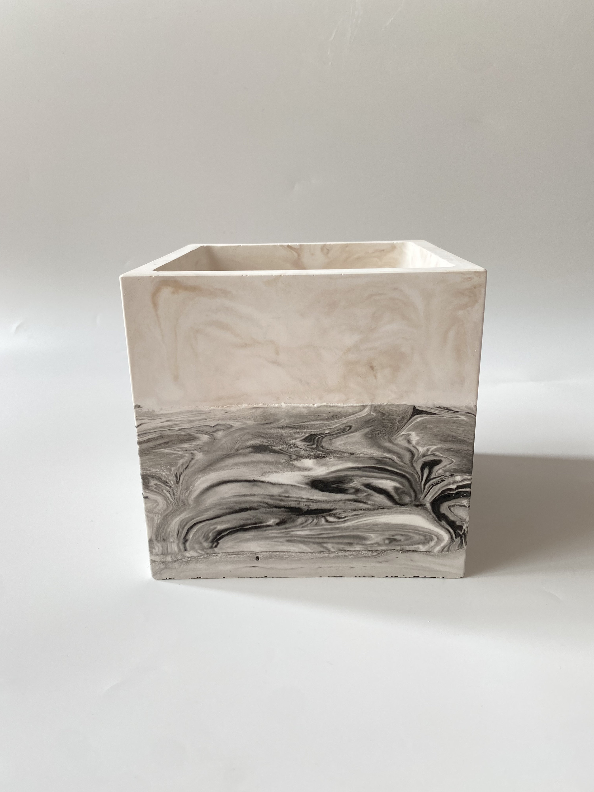 Concrete Marble Planter, Square Stone Planter, Handmade Planter ...