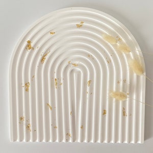 Large White Arch Serving Tray,gold Leaf Decorated Vanity Arch Tray ...