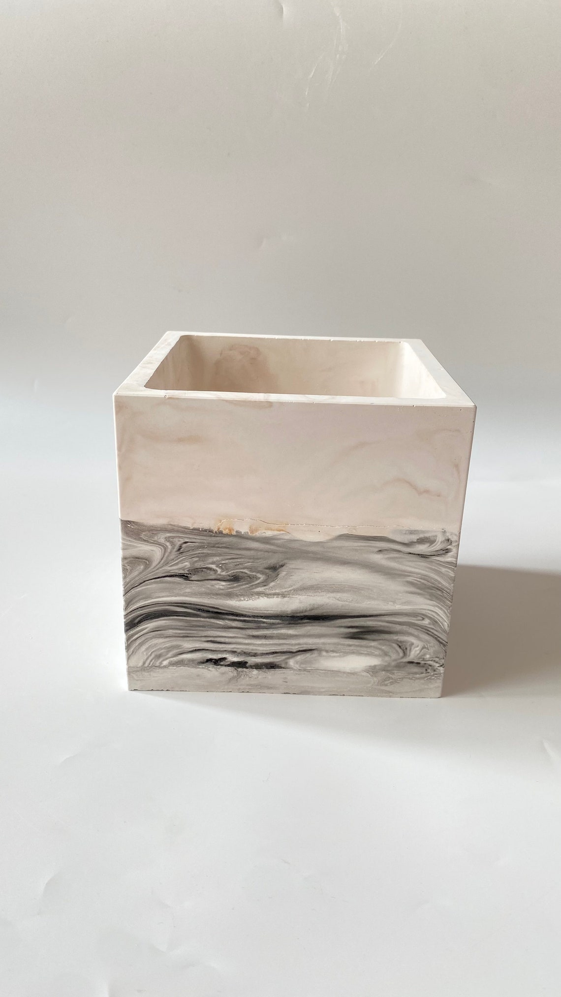 Concrete Marble Planter Square Stone Planter Handmade - Etsy