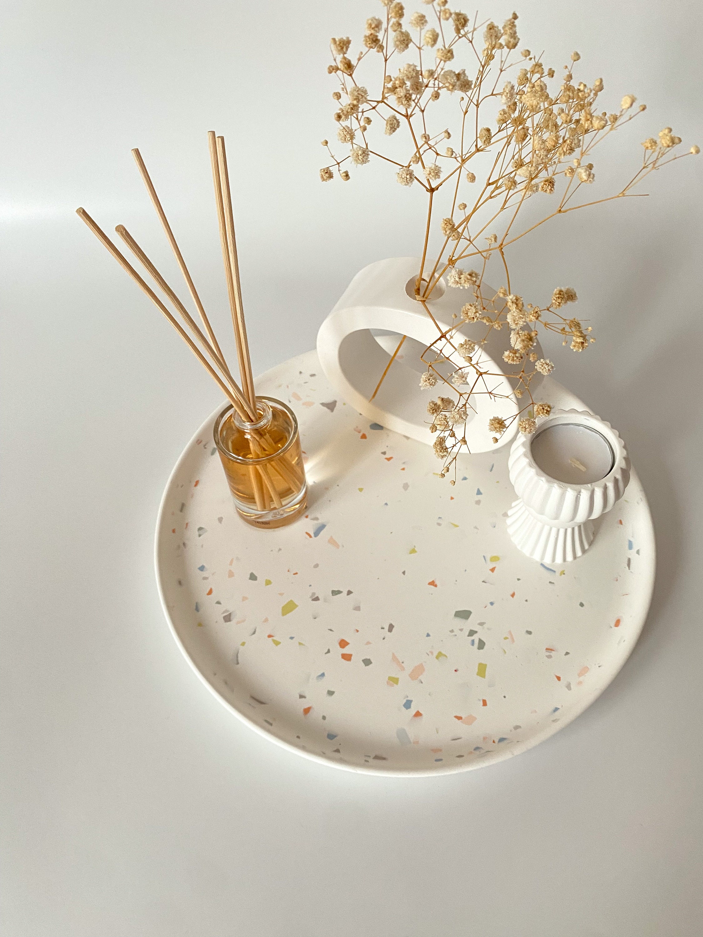Terrazzo Vanity Tray, Large Terrazzo Round Tray, Decorative Terrazzo ...
