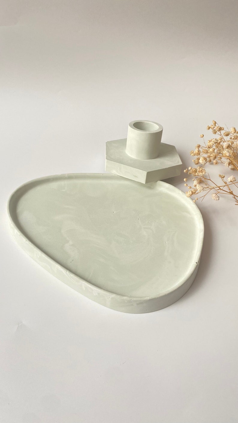 Stone Tray Set, Stone Candelstick Holder, 9 Color Options, Vanity Trays ...