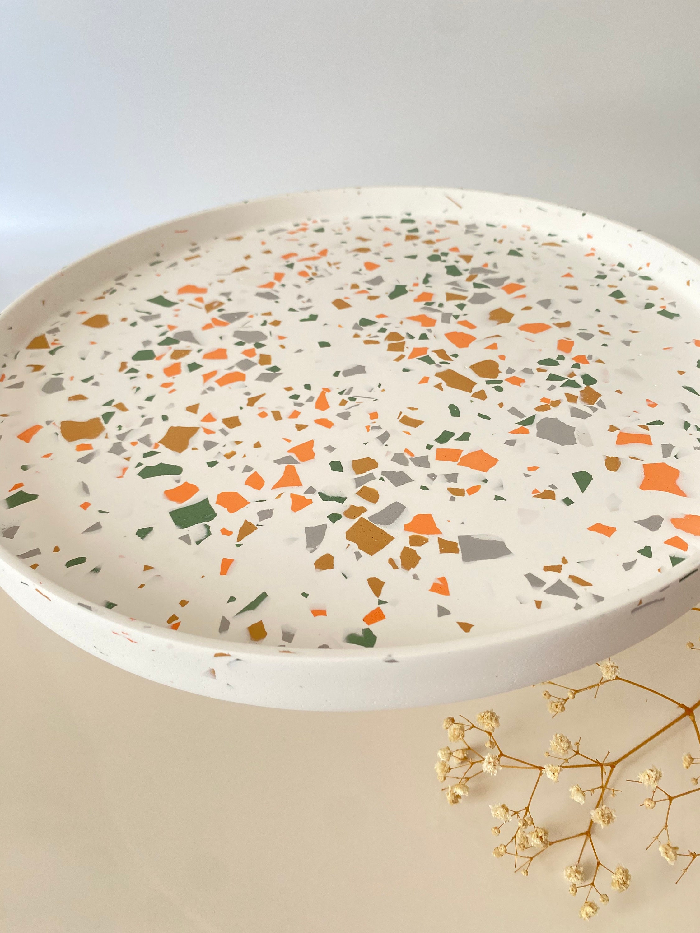 Round Terrazzo Vanity Trays With 3 Size Options, Terrazzo Serving Tray ...