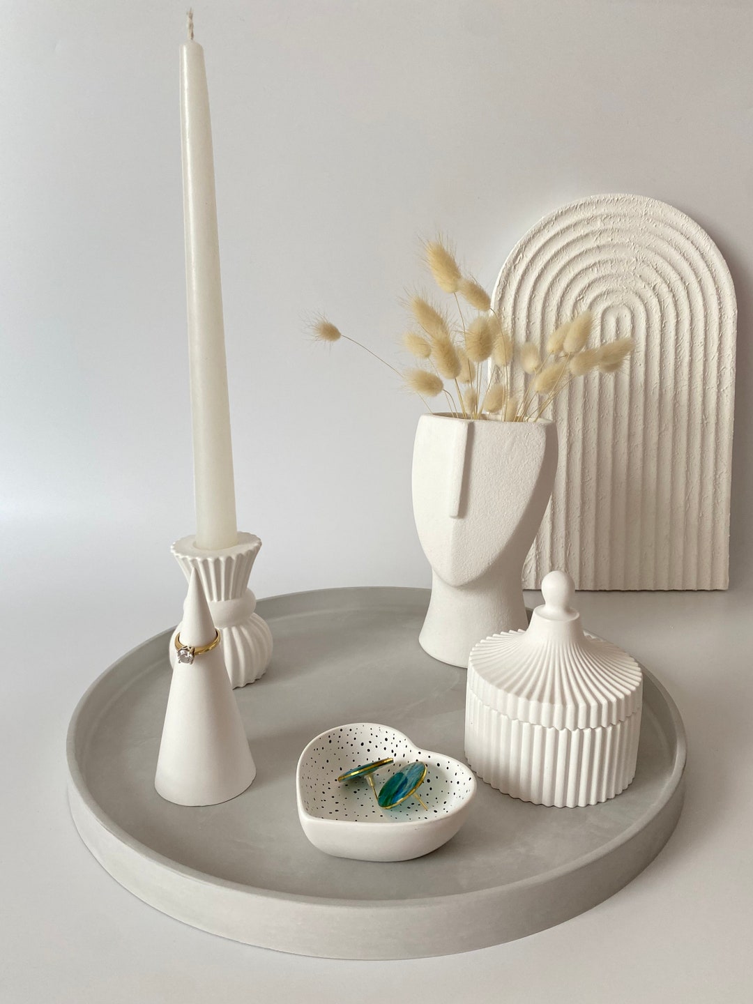 Light Grey Concrete Tray, 3 Size Options, Round Catchall Tray, Large ...