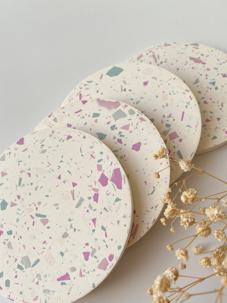 Soft Color Terrazzo Coasters Terrazzo Round Tray Table - Etsy