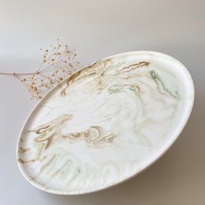 Large Round Marble Stone Tray, Large Concrete Serving Tray, Large ...
