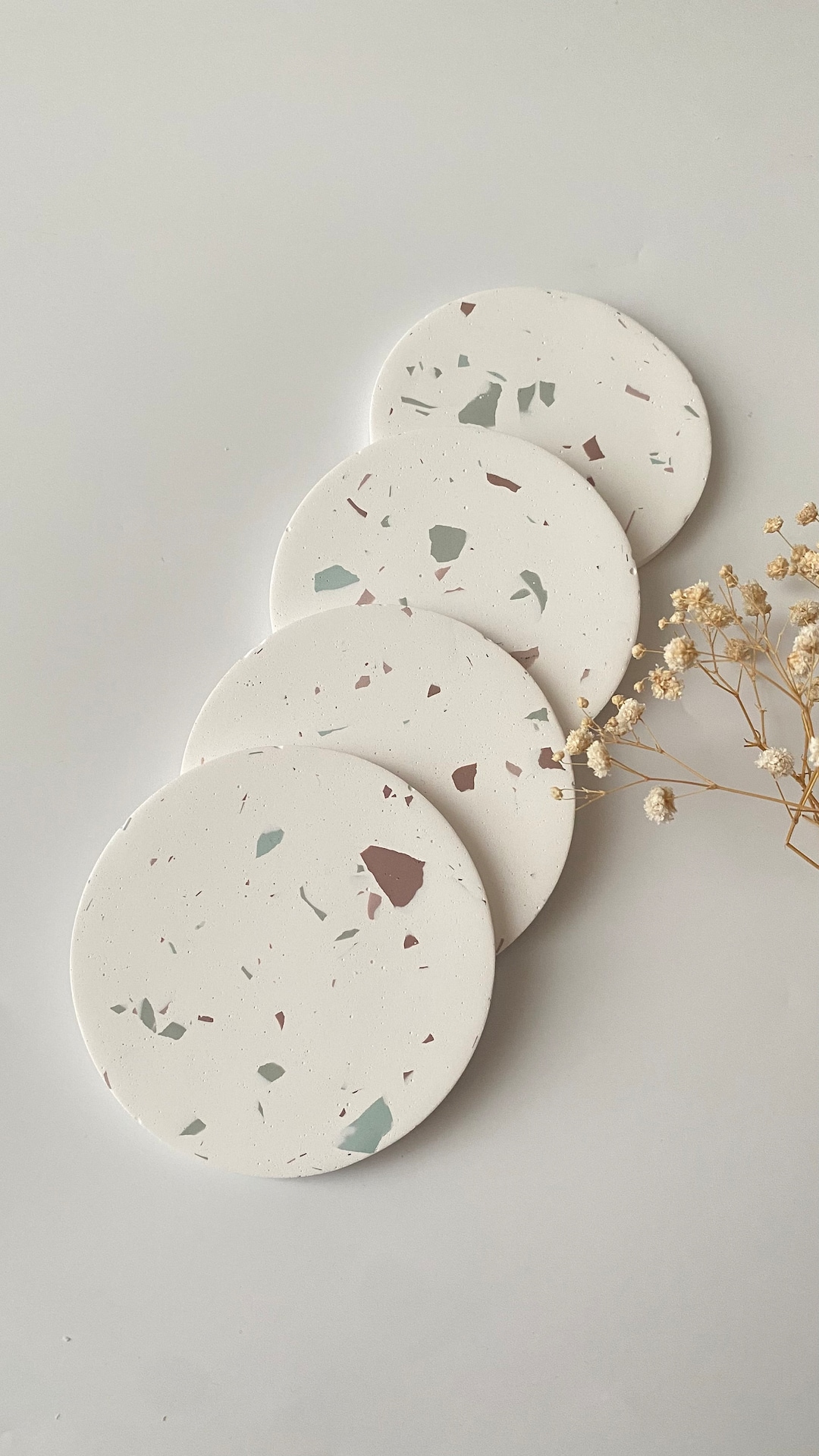 Terrazzo Coasters, Set of 4 Round Coasters, Round Terrazzo Coaster Set ...