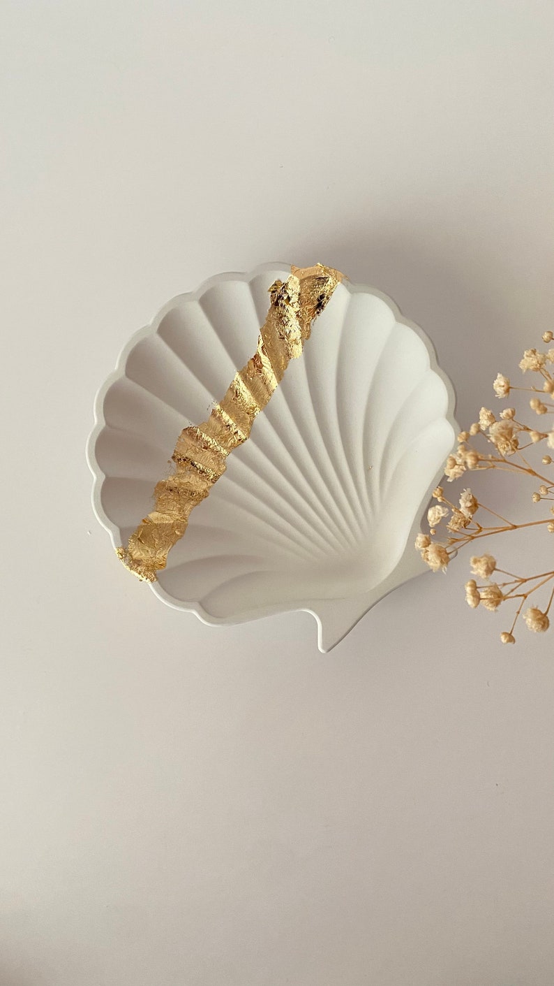 Sea Shell Dish With Gold Leaf, 9 Color Options, Trinket Tray ...