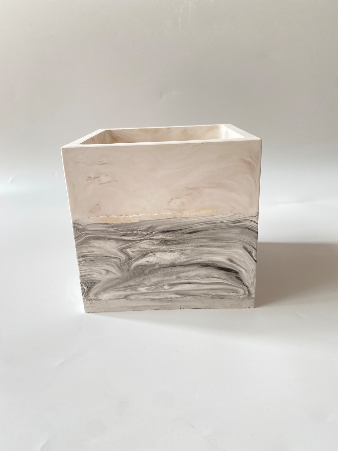 Concrete Marble Planter Square Stone Planter Handmade - Etsy